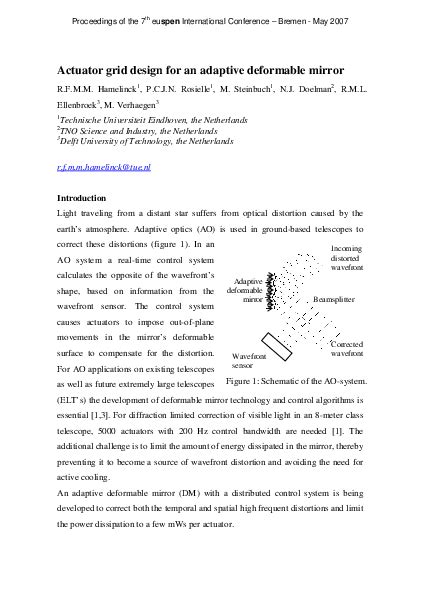 Pdf Actuator Grid Design For An Adaptive Deformable Mirror