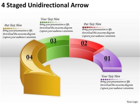 timeline ppt template 4 staged unidirectional arrow