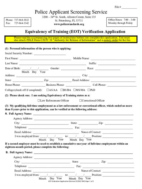 Fillable Online Police Applicant Screening Service Fax Email Print