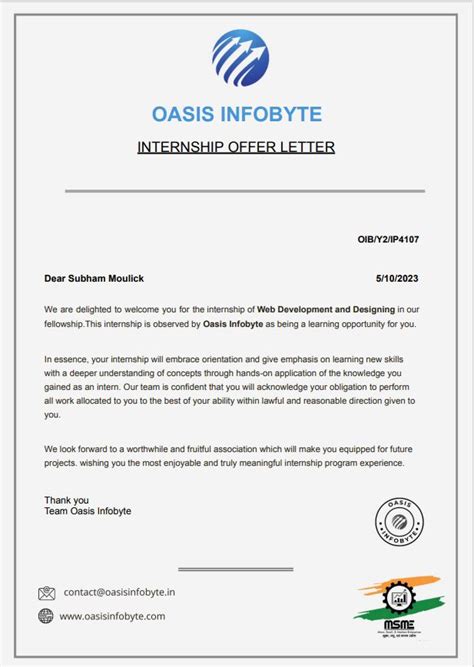 subham moulick on linkedin oasisinfobyte webdevelopment internship