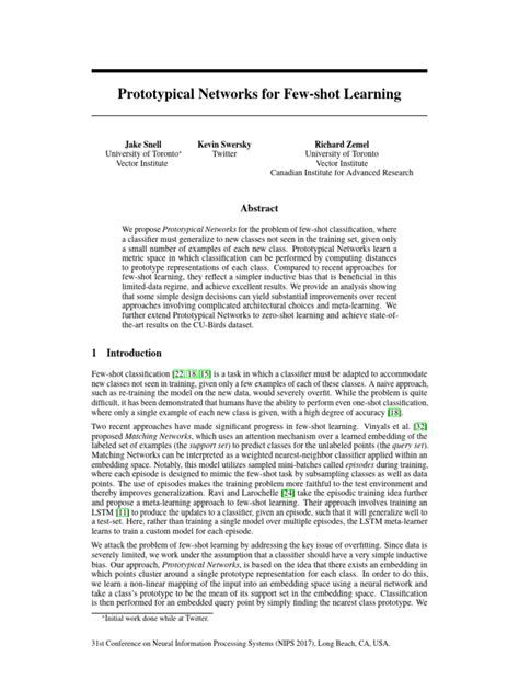 nips 2017 prototypical networks for few shot learning paper pdf