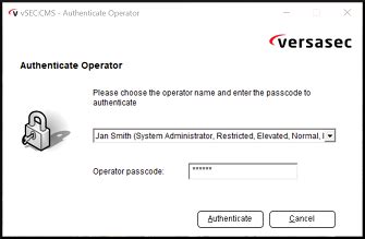 Manage Operator Credential Versasec