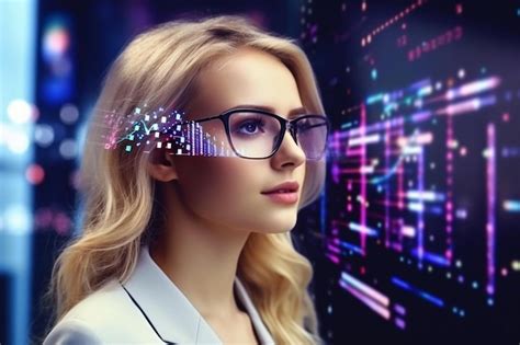 Premium Photo Software Data Hologram And Woman With Code Analytics Information Technology And