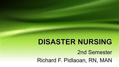 Disaster Nursing Lecture Chapter 1 Pptx