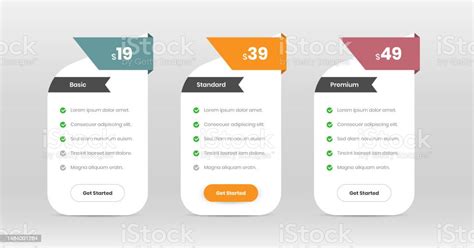 Minimalistic Modern Pricing Comparison Table With Abstract Shapes Stock