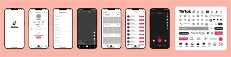 Tiktok Tik Tok 모바일 앱 인터페이스 템플릿 Apple Iphone 모형 모형 페이지 템플릿 파스텔 배경 편집 벡터