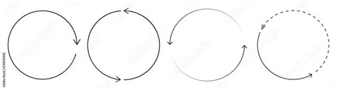 Vecteur Stock Vector Set Of Line Circle Arrows Isolated On White Backgroundrotate Arrow And