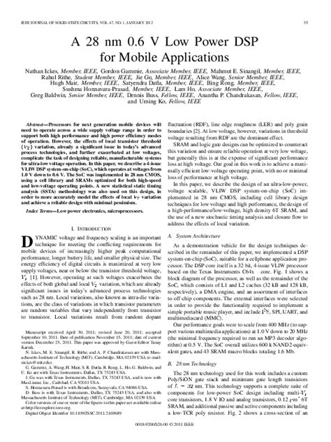 Pdf A 28 Nm 06 V Low Power Dsp For Mobile Applications