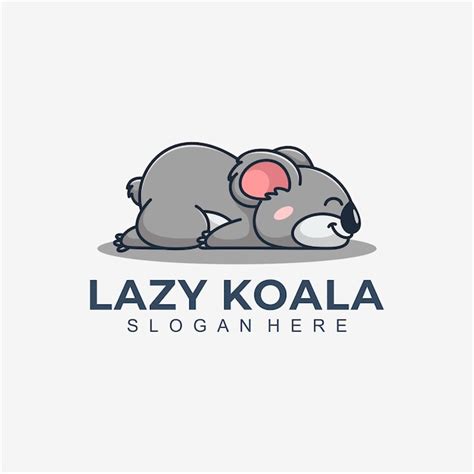 귀여운 게으른 코알라 캐릭터 마스코트 디자인 프리미엄 벡터