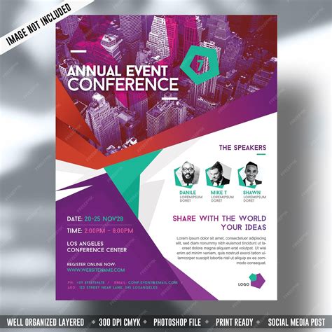 Premium Psd Modern Trendy Annual Summit Business Conference Flyer