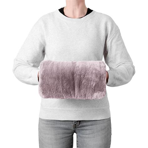 Brookstone Faux Fur Hand Warmer Soothe Cold Hand Muff With Microwavable Gel Pack For Long