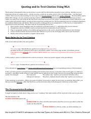 Mastering Quoting And In Text Citation In MLA Course Hero