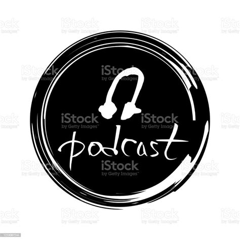 팟 캐스트 텍스트입니다 로고 엠블럼 벡터 색상 디자인입니다 검은색에 대한 스톡 벡터 아트 및 기타 이미지 검은색 공연