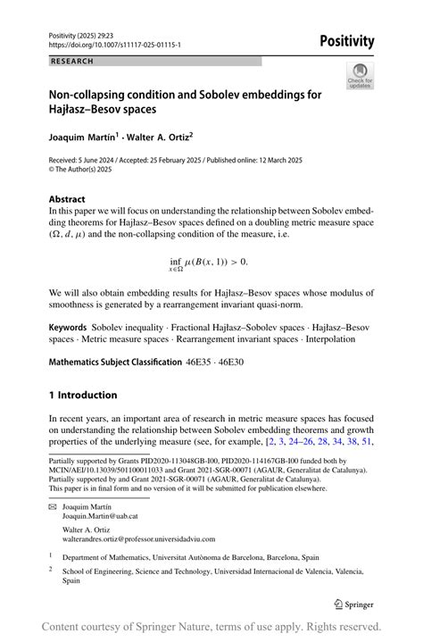 Pdf Non Collapsing Condition And Sobolev Embeddings For Hajłaszbesov Spaces