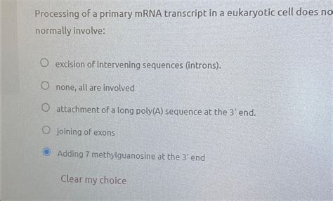 solved processing of a primary mrna transcript in a