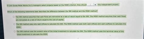 solved the irr evaluation method assumes that cash flows