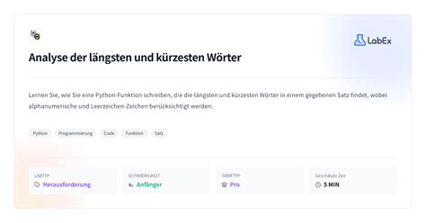 Analyse Der Längsten Und Kürzesten Wörter Labex