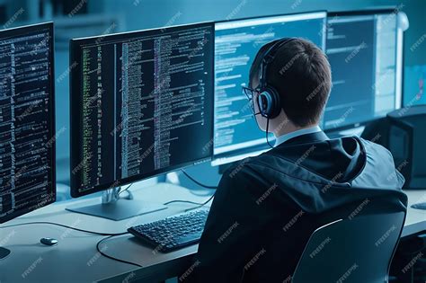 premium photo programming background with person working with codes on computer