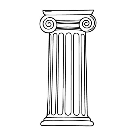 Classical Ionic Column Sketch With Scroll Capitals And Fluted Design