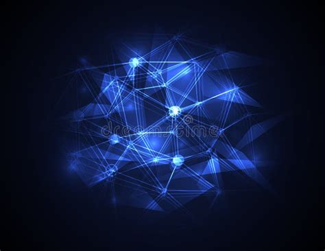 Abstract Futuristic Mess Blue Net Line Connection Digital Technology Background Concept Stock