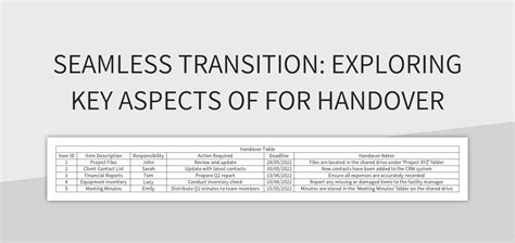 seamless transition exploring key aspects of for handover excel
