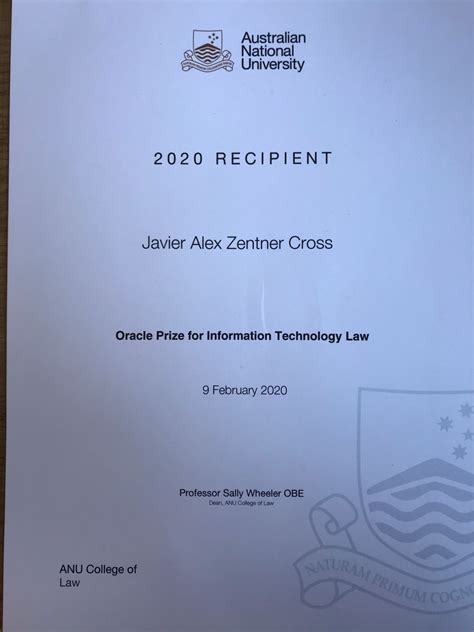 Javier Cross On Linkedin Very Happy To Have Finally Received The Certificate For The Oracle Prize…