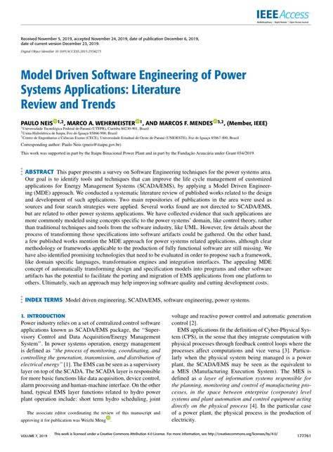Pdf Model Driven Software Engineering Of Power Systems Applications Literature Review And Trends