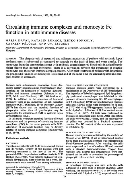 Pdf Circulating Immune Complexes And Monocyte Fc Function In Autoimmune Disease