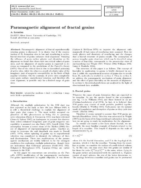 paramagnetic alignment of fractal grains et al pdf adsorption
