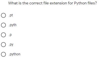 Solved What Is The Correct File Extension For Python Files Chegg Com