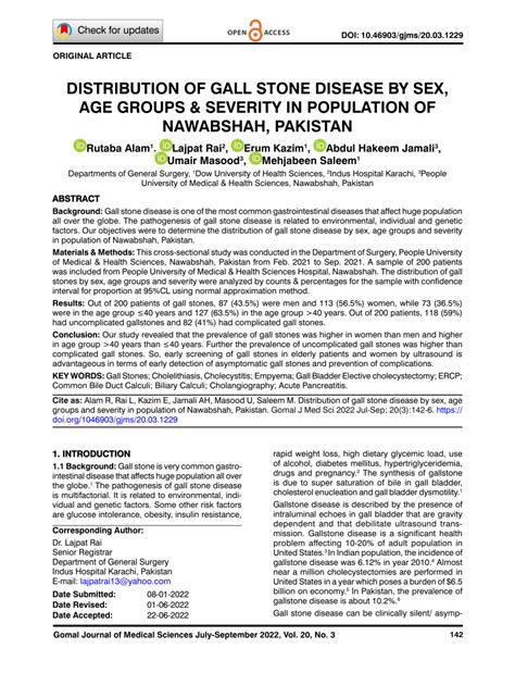 Pdf Distribution Of Gall Stone Disease By Sex Age Groups And Severity
