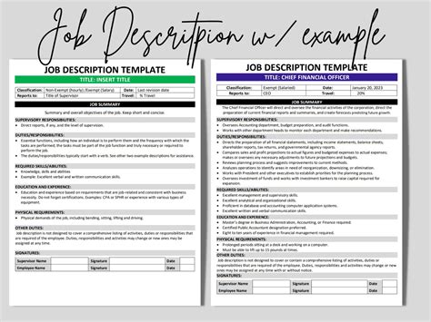 Job Description Template Editable MS Word Form Human Etsy