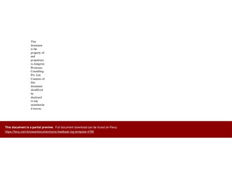 Excel Template QMS Feedback Log Template Excel Template XLS Flevy