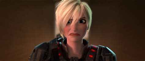 An Animated Woman With Blonde Hair And Black Jacket