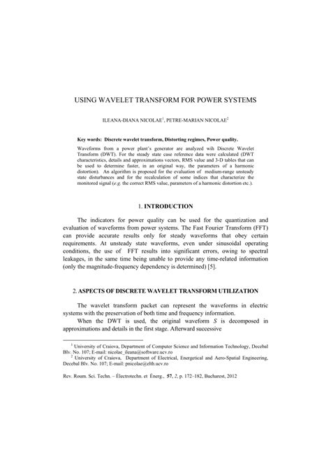 pdf using wavelet transform for power systems
