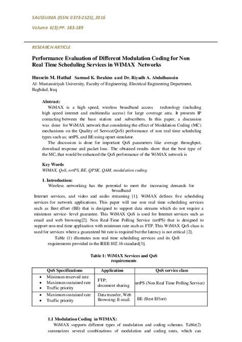 Pdf Performance Evaluation Of Different Modulation Coding For Non