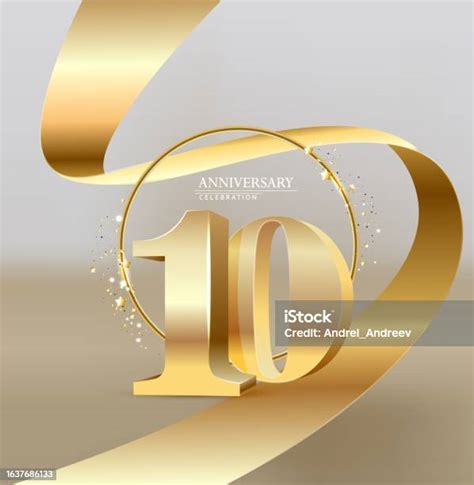 주년 10 금 3d 번호 10주년 기념 이벤트 파티를 위한 포스터 템플릿 10에 대한 스톡 벡터 아트 및 기타 이미지 10