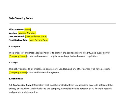 Data Security Template Freshdox