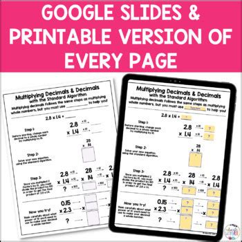 Multiplying Decimals GUIDED MATH NOTES Grids Area Models Arrays Algorithm