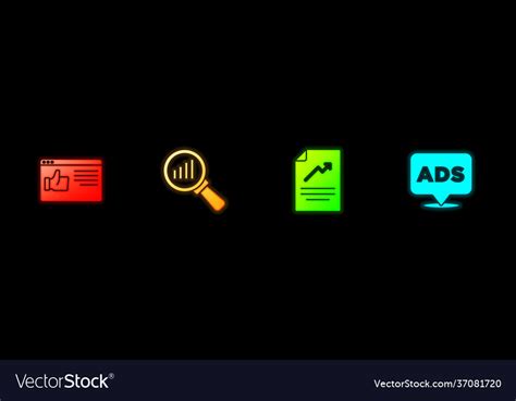 Set Browser Window Magnifying Glass And Analysis Vector Image