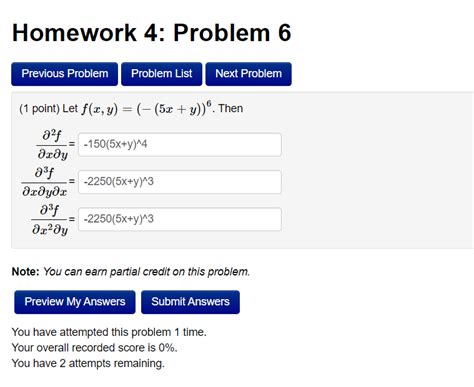 Solved Homework 4 Problem 6 Previous Problem Problem List