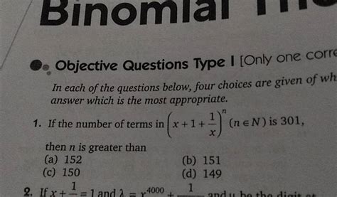 Objective Questions Type I [only One Corre In Each Of The Questions Below