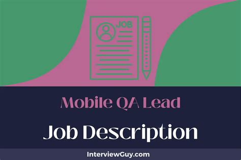 Mobile Qa Lead Job Description Updated For 2025