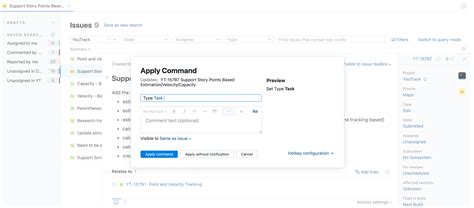 apply commands to issues youtrack server documentation