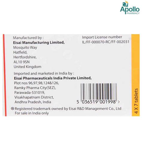 Fycompa 2 Tablet 7s Price Uses Side Effects Composition Apollo