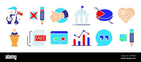 Politics Set Icon Voting Debate Political Campaign Handshake