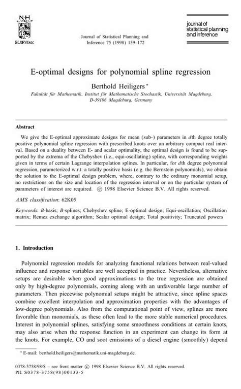 pdf e optimal designs for polynomial spline regression dokumen tips