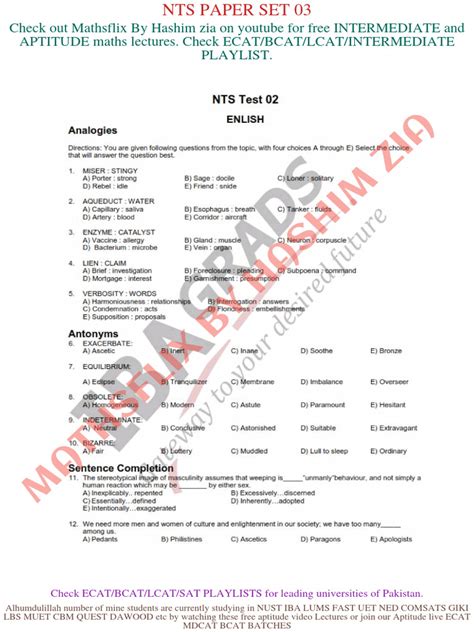 Nts Paper Set 03 Pdf