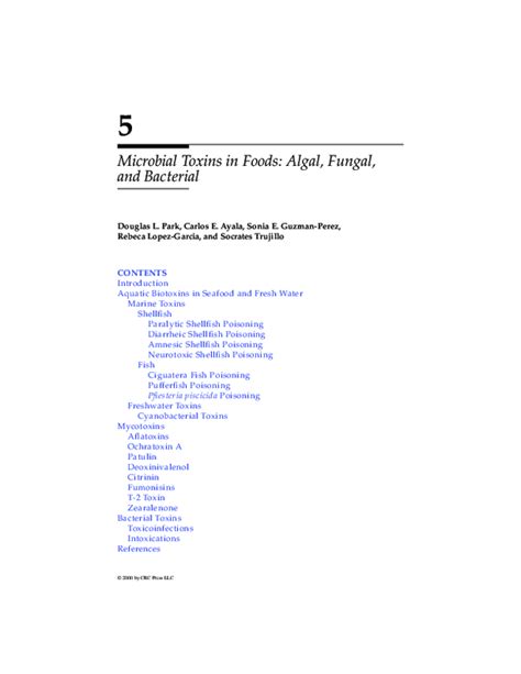 Pdf Microbial Toxins In Foods Algal Fungal And Bacterial Rebeca Lopez Garcia