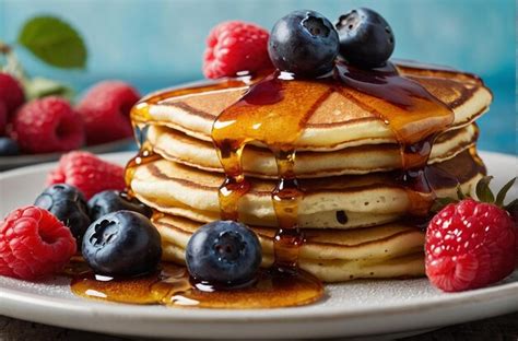 Premium Photo Pancake Stack With Fresh Berries